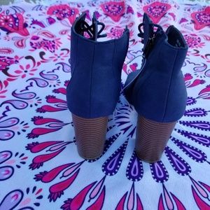 Report | Shoes | Report Blue Suede Open Toe Heels That Lace And Zip ...